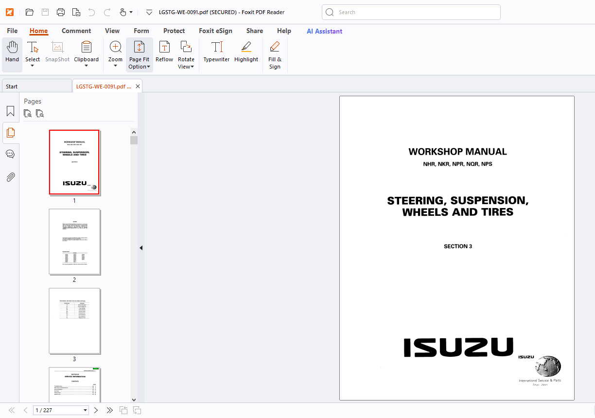 Isuzu NHR NKR NPR NQR NPS Propeller Shaft & Axle Workshop Manual (Section 4)- PDF DOWNLOAD