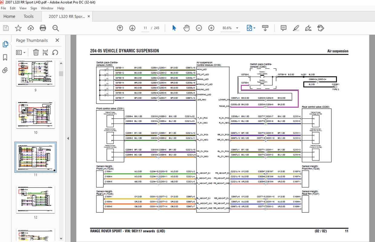 2006 Land Rover L320 Range Rover Sport Electrical Wiring Diagrams ...