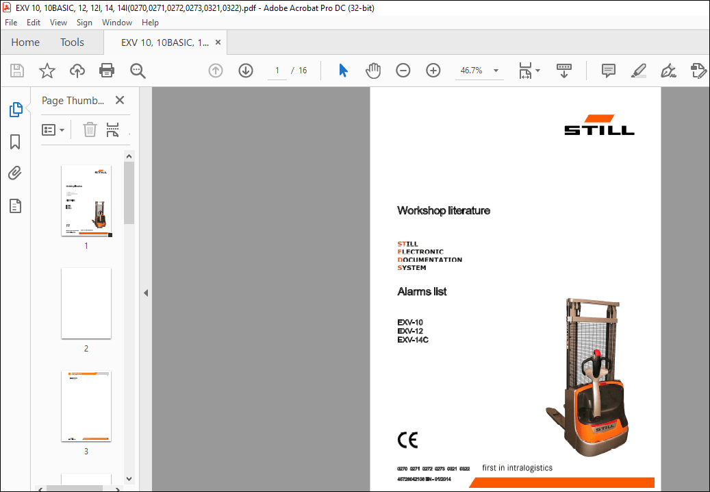 STILL STED forklift Alarms list EXV-10 EXV-12 EXV-14C Workshop Manual – PDF DOWNLOAD