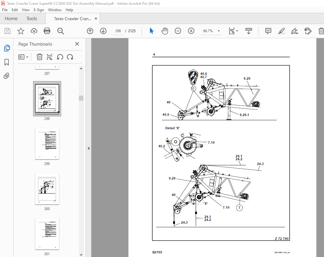 Terex Crawler Crane Superlift CC3800 650 Ton Assembly Manual – PDF DOWNLOAD