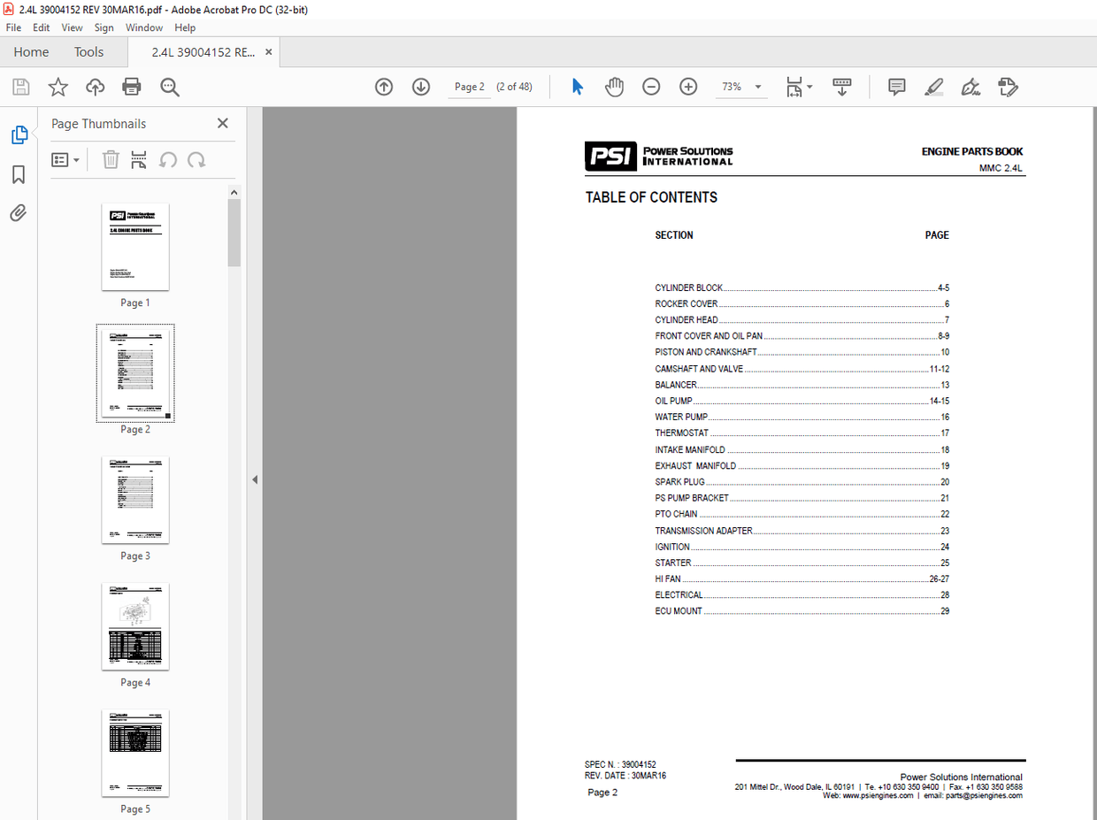 Heli Forklift MMC 2.4L PSI ENGINE PARTS Manual – PDF DOWNLOAD