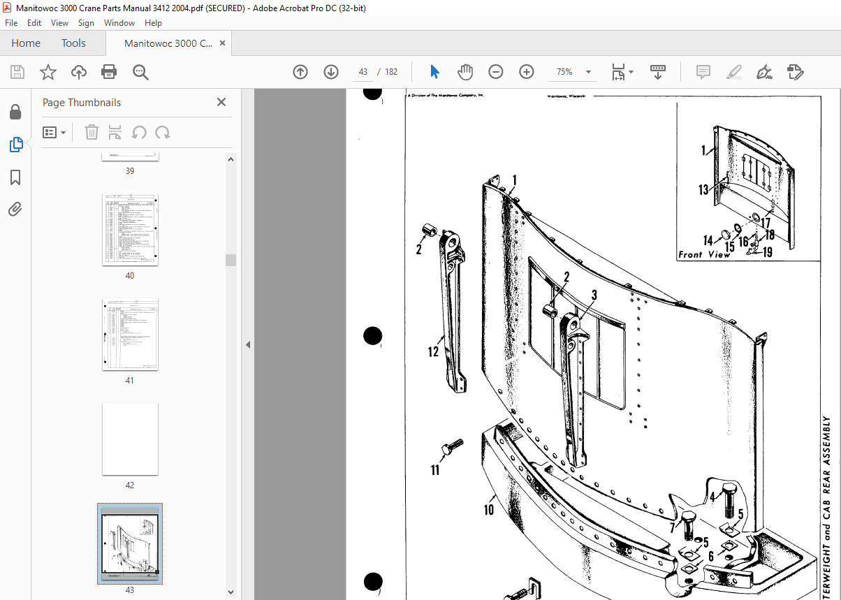 Manitowoc Crane 3000 Parts Manual 39028 PDF