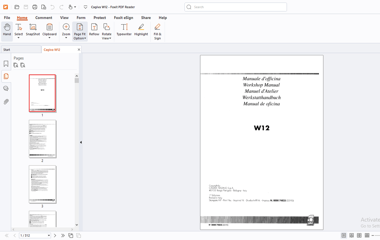 Cagiva W12 Workshop Manual - PDF DOWNLOAD