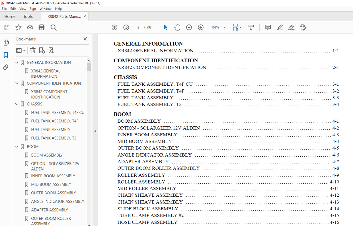 Xtreme Telehandler XR842 Forklift Parts Manual – PDF DOWNLOAD