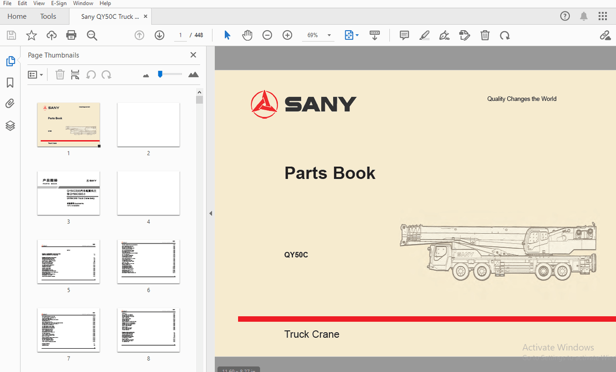 Sany QY50C Truck Crane Parts Manual – PDF DOWNLOAD