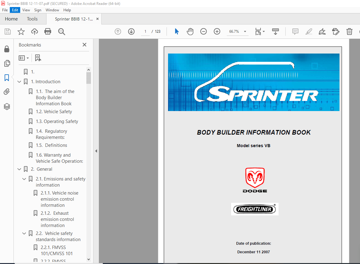 Dodge VB Series Sprinter Body Builder Information Manual - PDF DOWNLOAD
