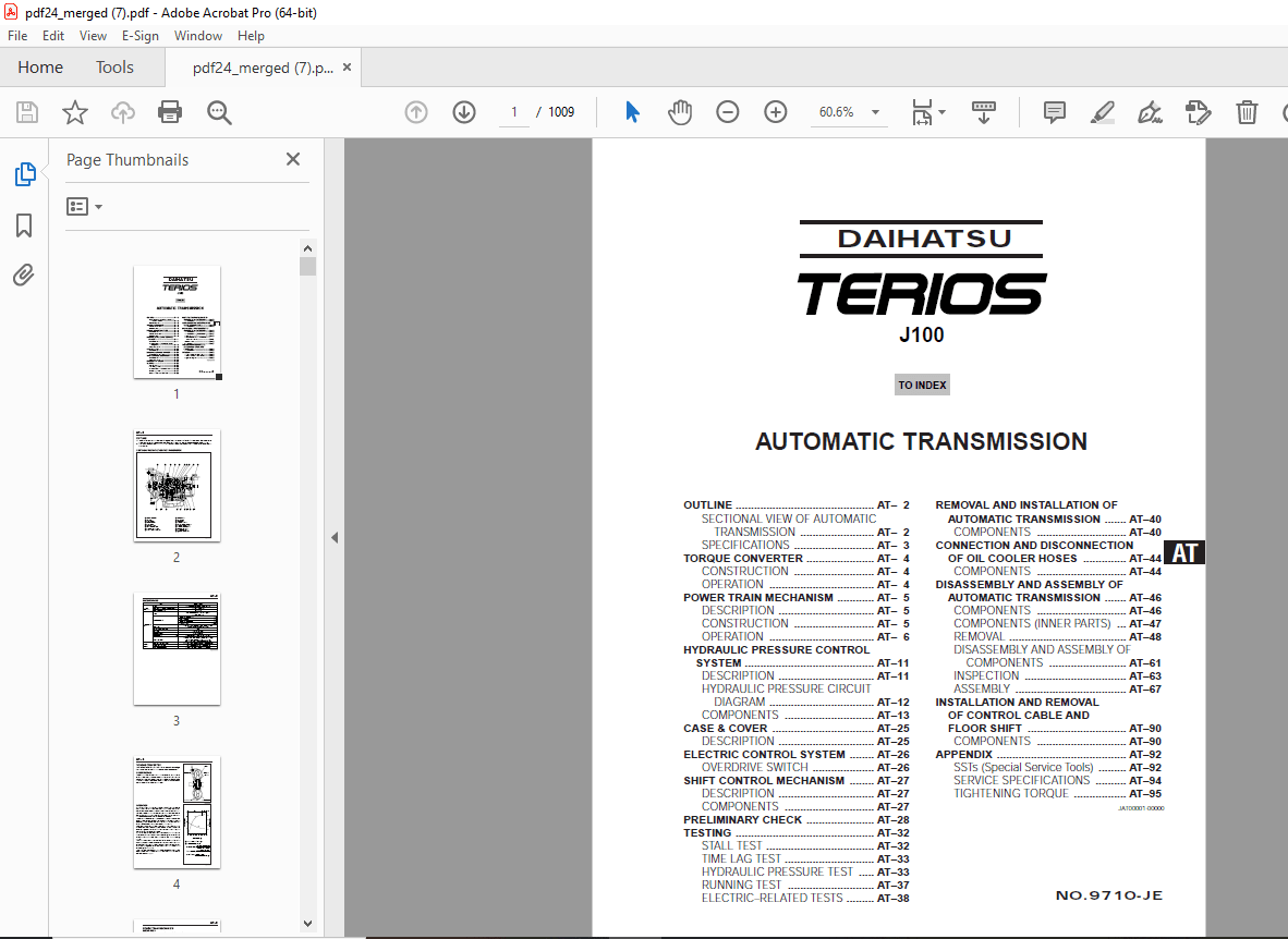 Daihatsu Terios J100 Service Manual - PDF DOWNLOAD
