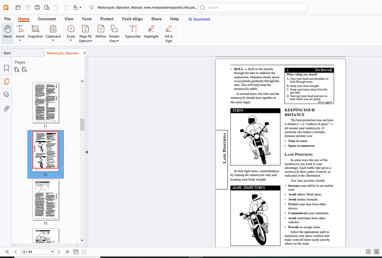 Motorcycle Operator Manual - PDF DOWNLOAD