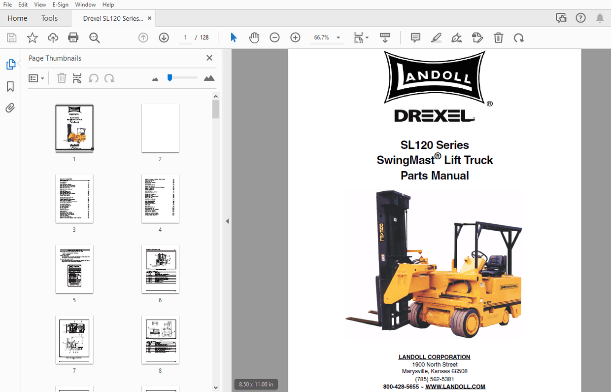 Drexel SL120 Series SwingMast Lift Truck Parts Manual_F-394-0411 – PDF DOWNLOAD