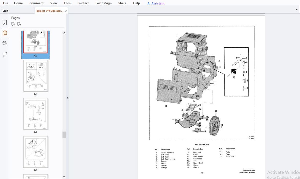 Bobcat 540 Operator’s Manual 6566858 – PDF DOWNLOAD