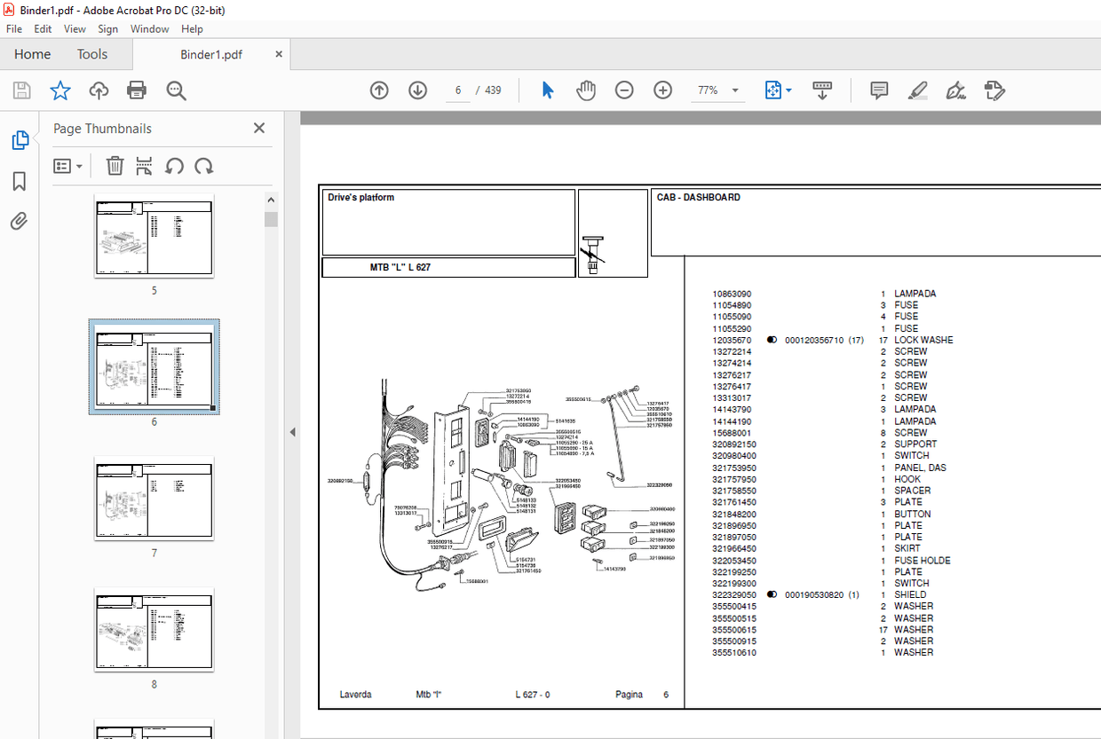 Laverda L627 Agricultural Tractor Parts Manual – PDF DOWNLOAD