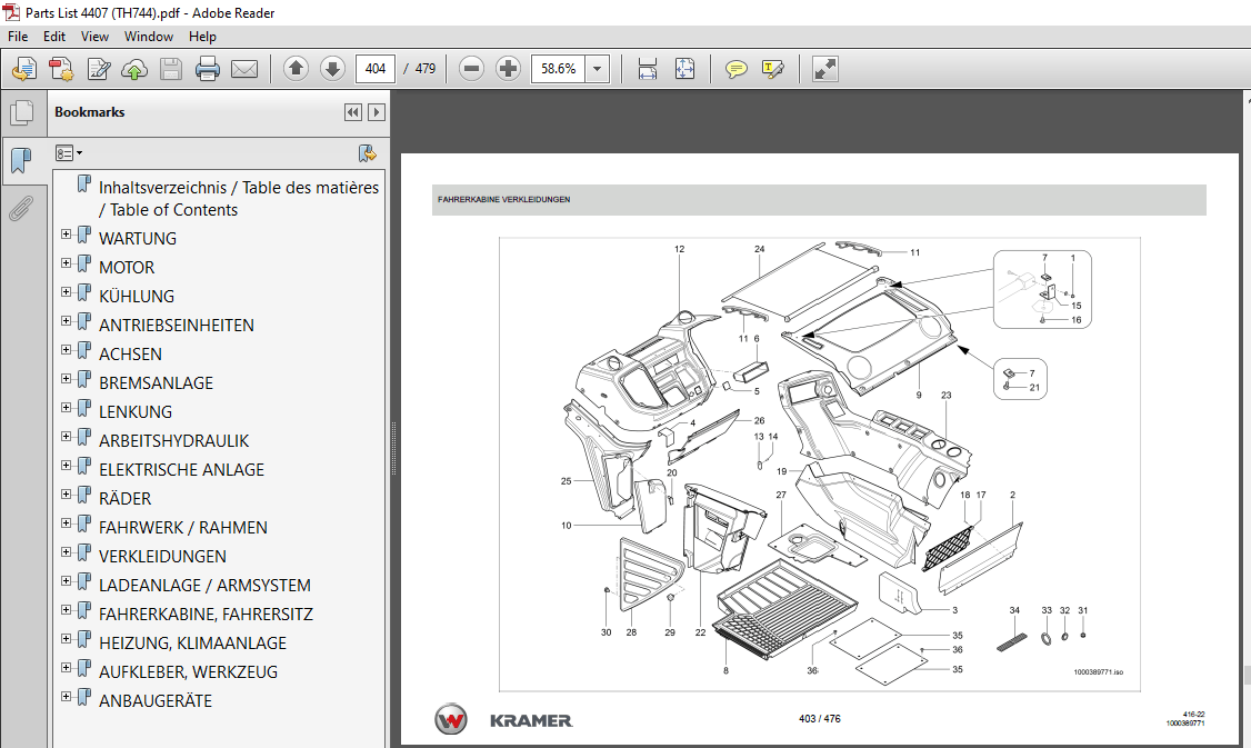 KRAMER Telehandler 4407 Spare Parts List Manual 416020001 – PDF DOWNLOAD