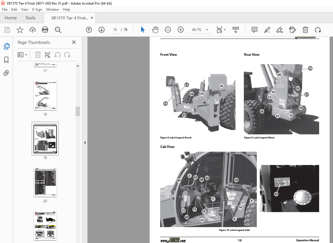 XTREME Telehandler XR1570 Tier 4 Final Operation & Safety Manual PDF