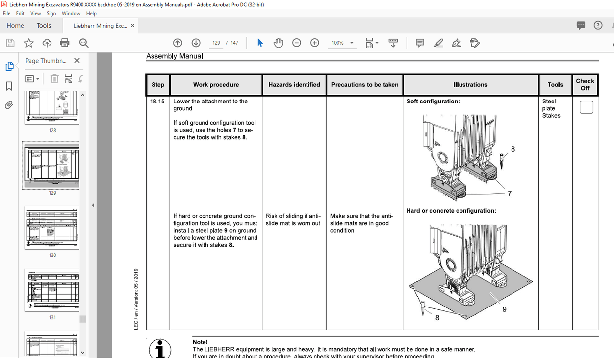 Liebherr R9400 Hydraulic excavator Backoe attachment Assembly Manual – PDF DOWNLOAD