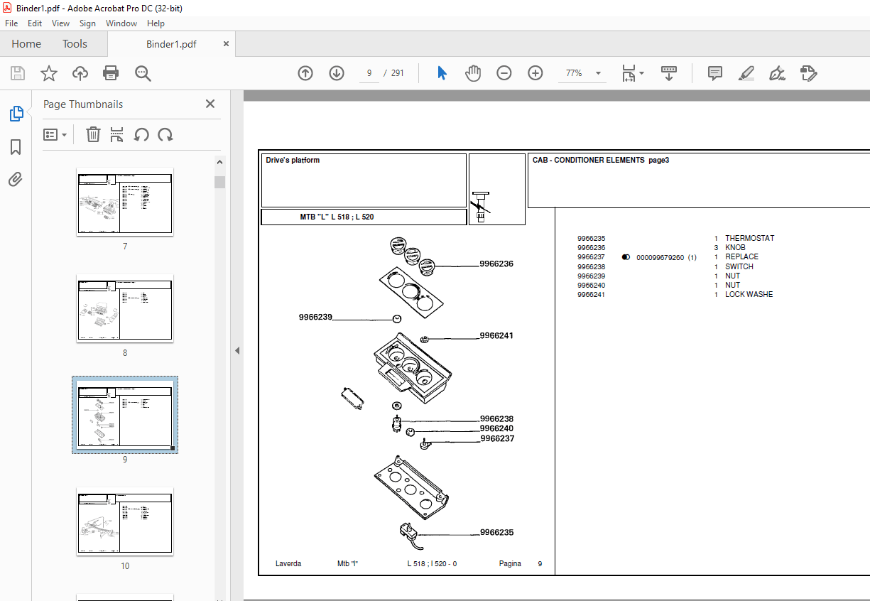 Laverda L518 L520 Agricultural Tractor Parts Manual PDF