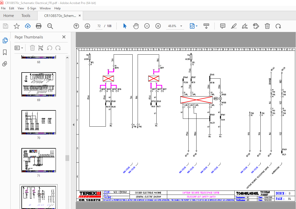 Terex Crane TC40/40L/45/45L Electrical Schematic Manual – PDF DOWNLOAD