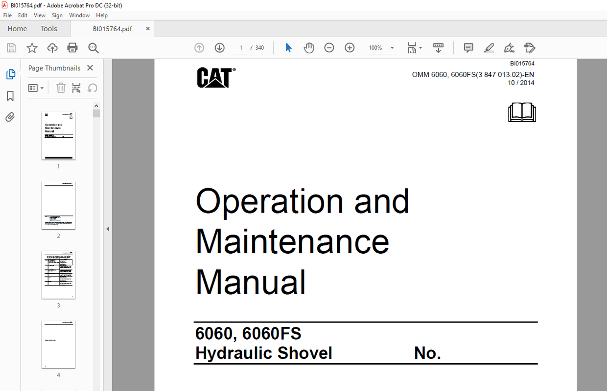 Cat 6060, 6060FS Hydraulic Shovel Operation and Maintenance Manual ...