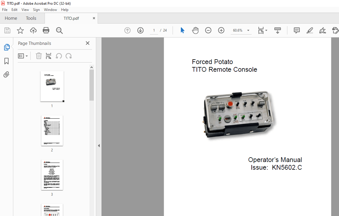 Forced Potato TITO Remote Console Operator’s Manual - PDF DOWNLOAD