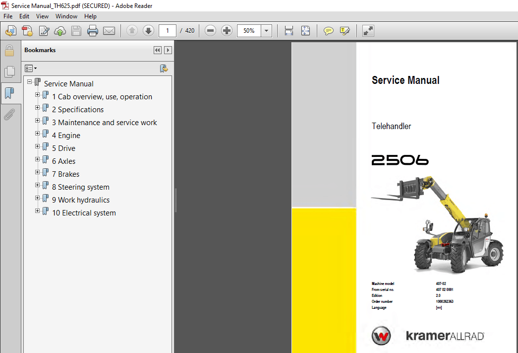 Kramer Allrad Telehandler 2506 Service Manual PDF DOWNLOAD