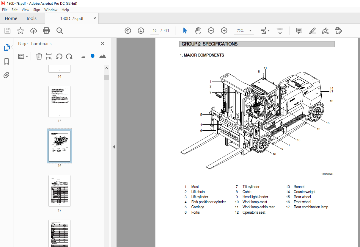 Hyundai Forklift 180D-7E Service Manual – PDF