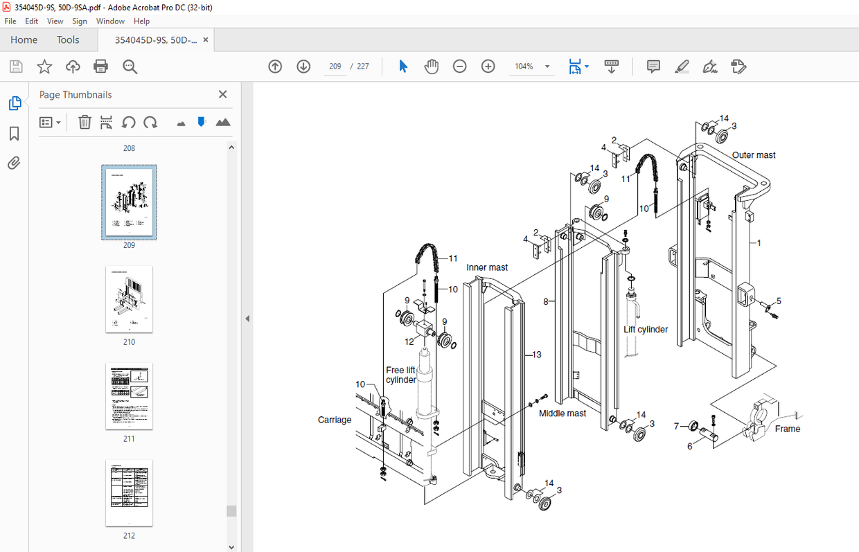 Hyundai Forklift 35D-9S 40D-9S 45D-9S 50D-9SA Service Manual – PDF DOWNLOAD