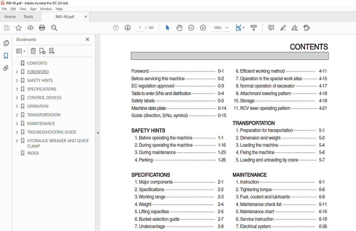 Hyundai R60-9S Mini Excavator Operator’s Manual 2023 – PDF DOWNLOAD