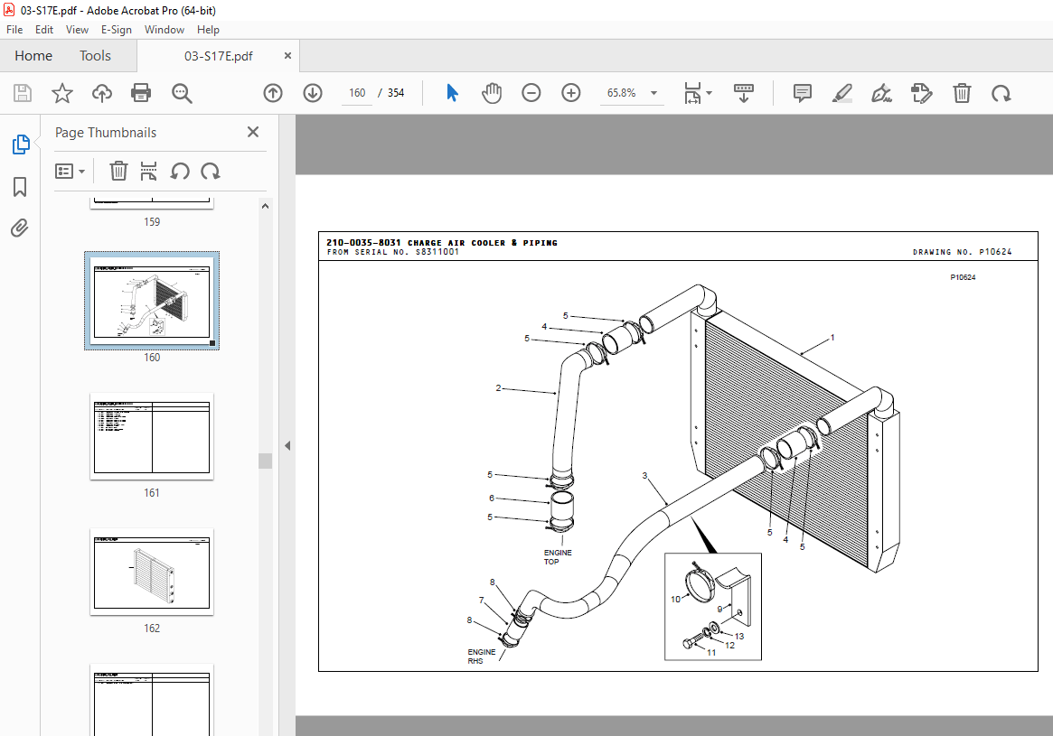 Terex S17E Elevating Scraper (Detroit Diesel Series S40E 8.7 LTA Electronic) Parts Manual - PDF