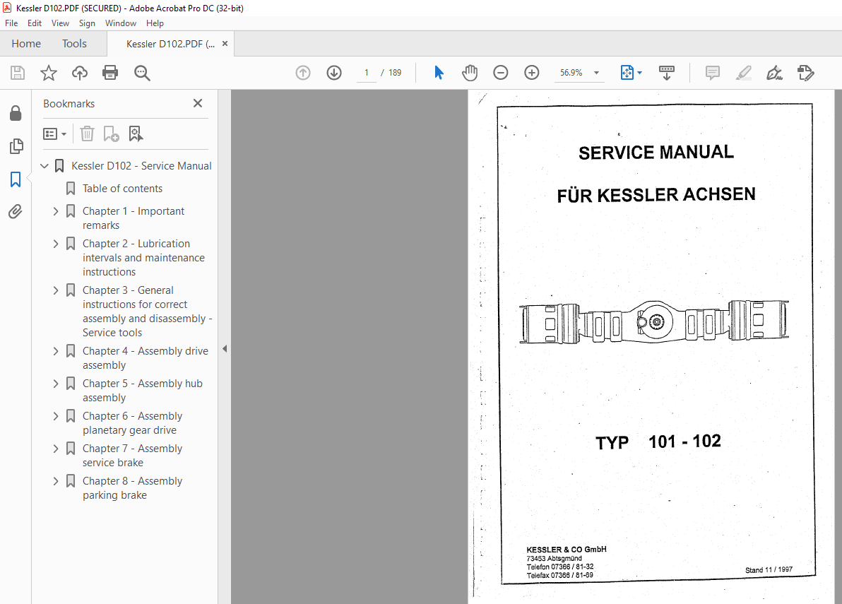 KESSLER 101 -102 SERVICE MANUAL - PDF DOWNLOAD