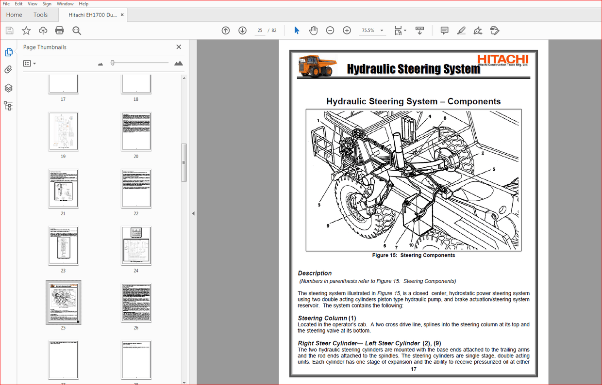 Hitachi EH1700 Dump Truck Hydraulic Schematic Manual PDF DOWNLOAD