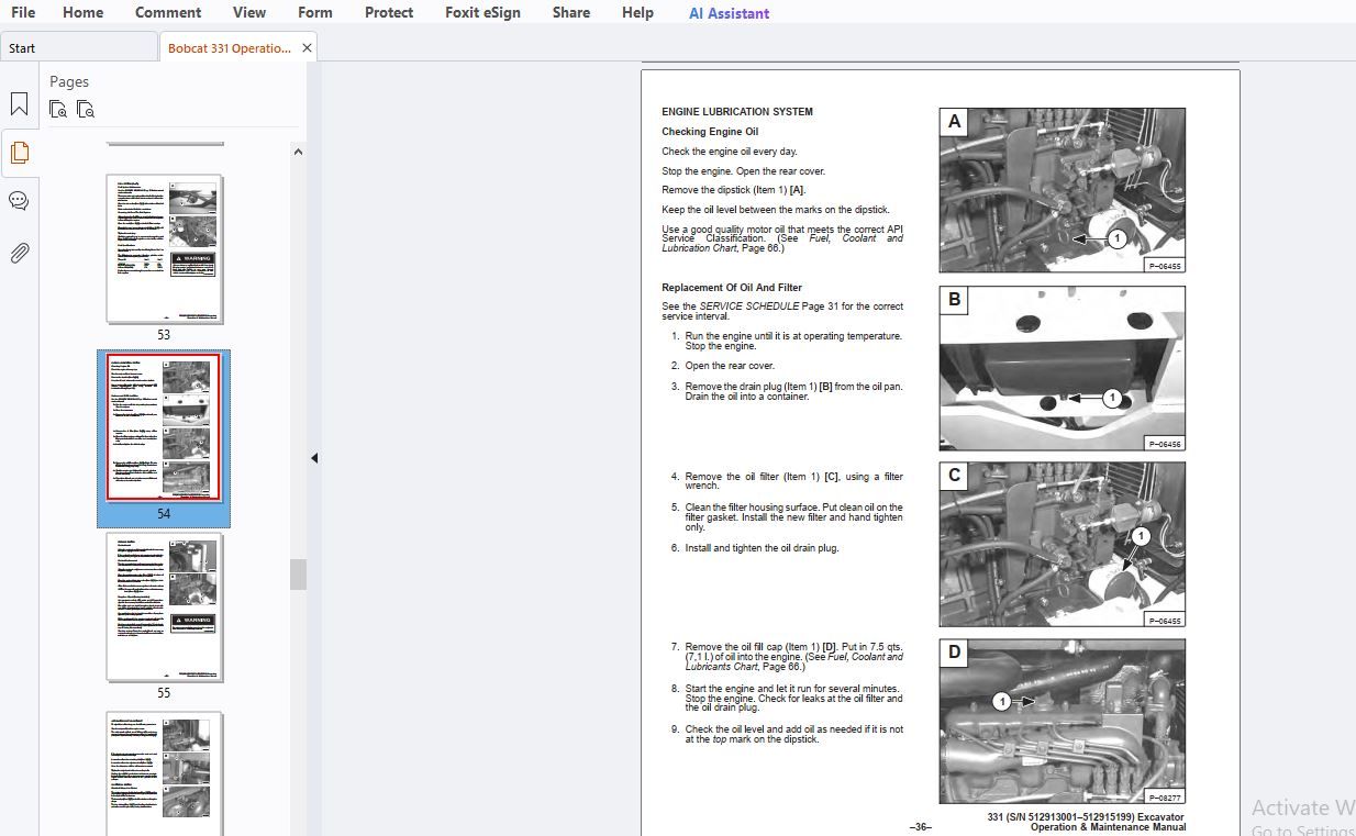 Bobcat 331 Operation & Maintenance Manual 6724466 – PDF DOWNLOAD