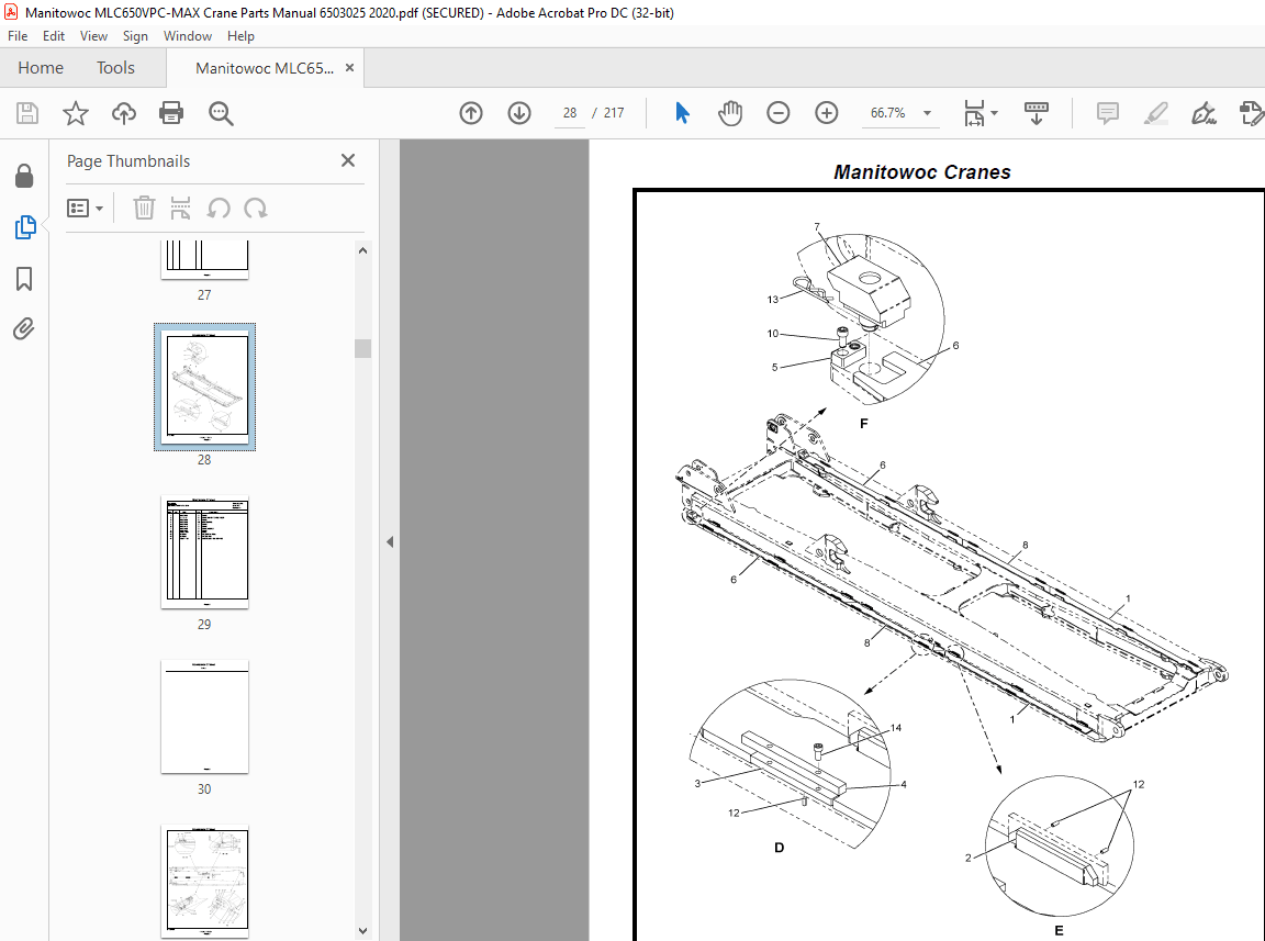 Manitowoc Crane MLC650VPC-MAX Parts Manual SN 6503025 – PDF DOWNLOAD