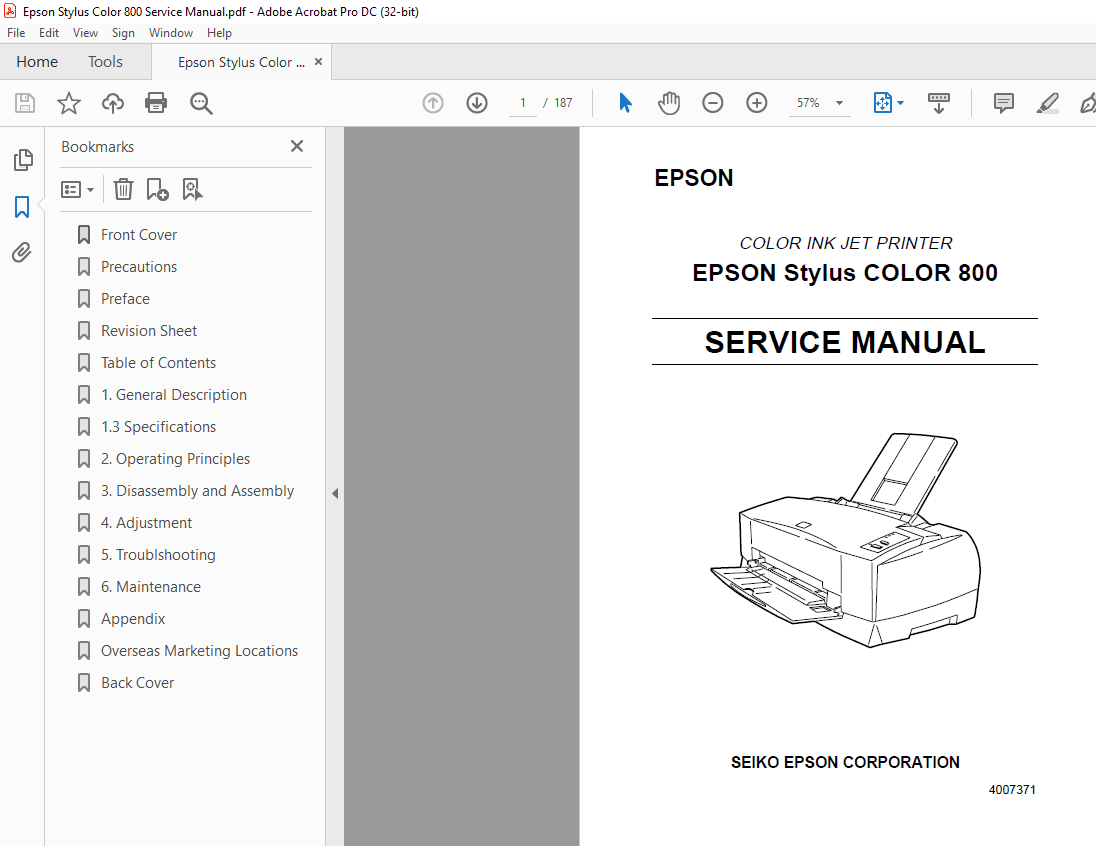 Epson 800 Service Manual - PDF DOWNLOAD