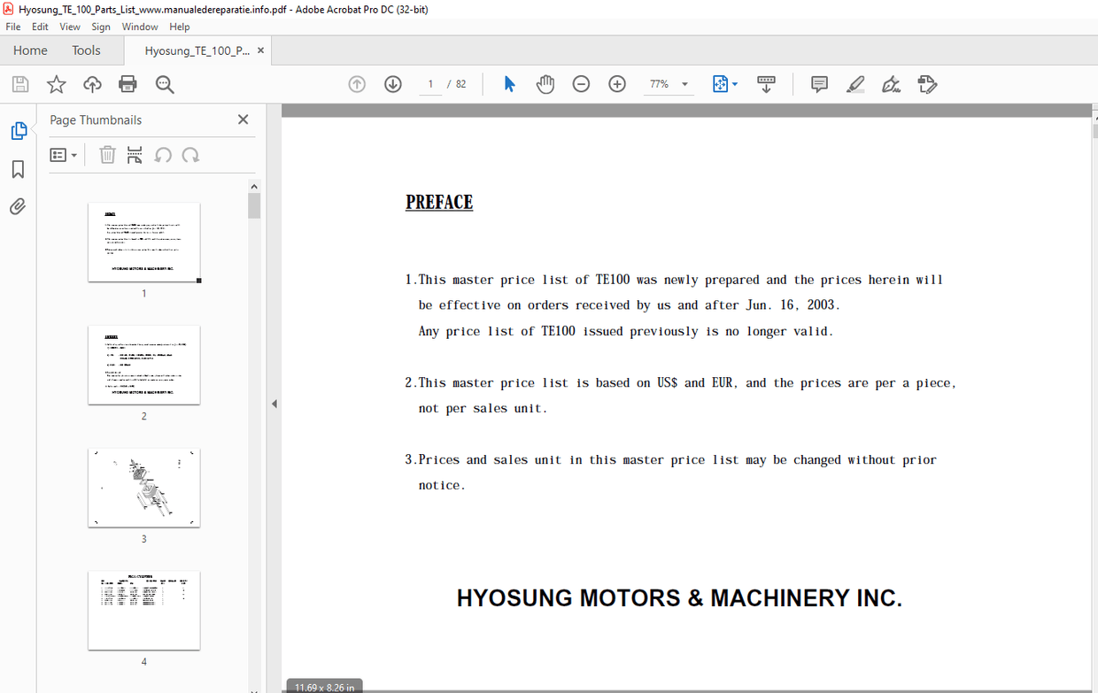 Hyosung TE100 Parts Manual - PDF DOWNLOAD