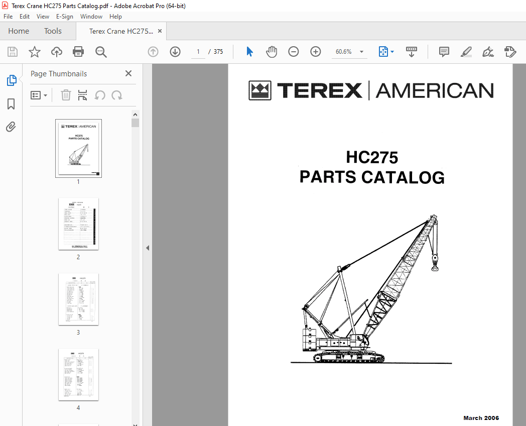 Terex Crane RT160 Electrical & Hydraulic Schematic Manual – PDF DOWNLOAD