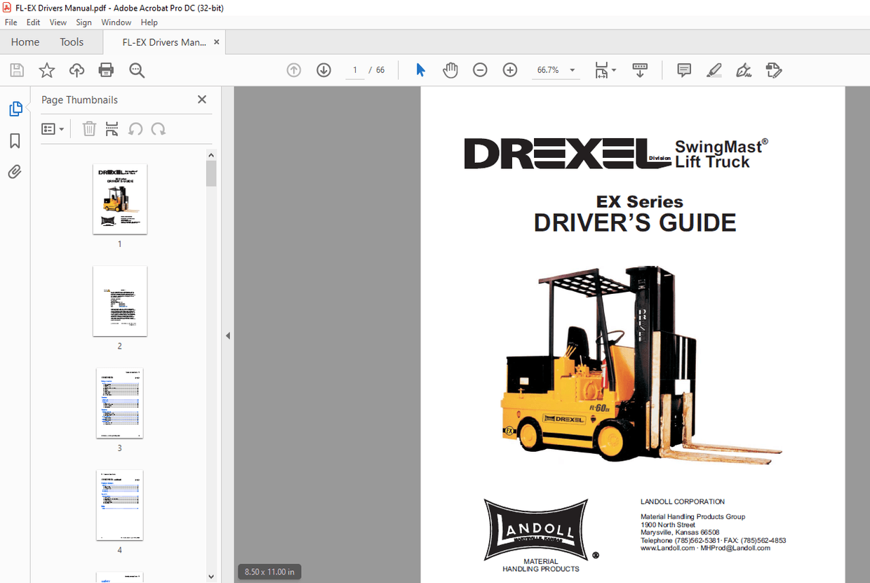 Drexel EX Series SwingMast Lift Truck DRIVER’S GUIDE Manual - PDF DOWNLOAD