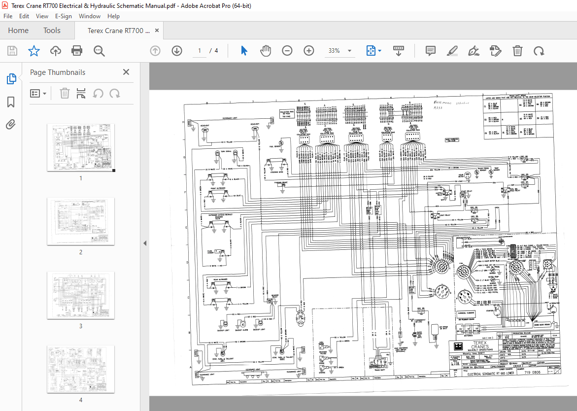 Terex Crane RT700 Electrical & Hydraulic Schematic Manual – PDF DOWNLOAD