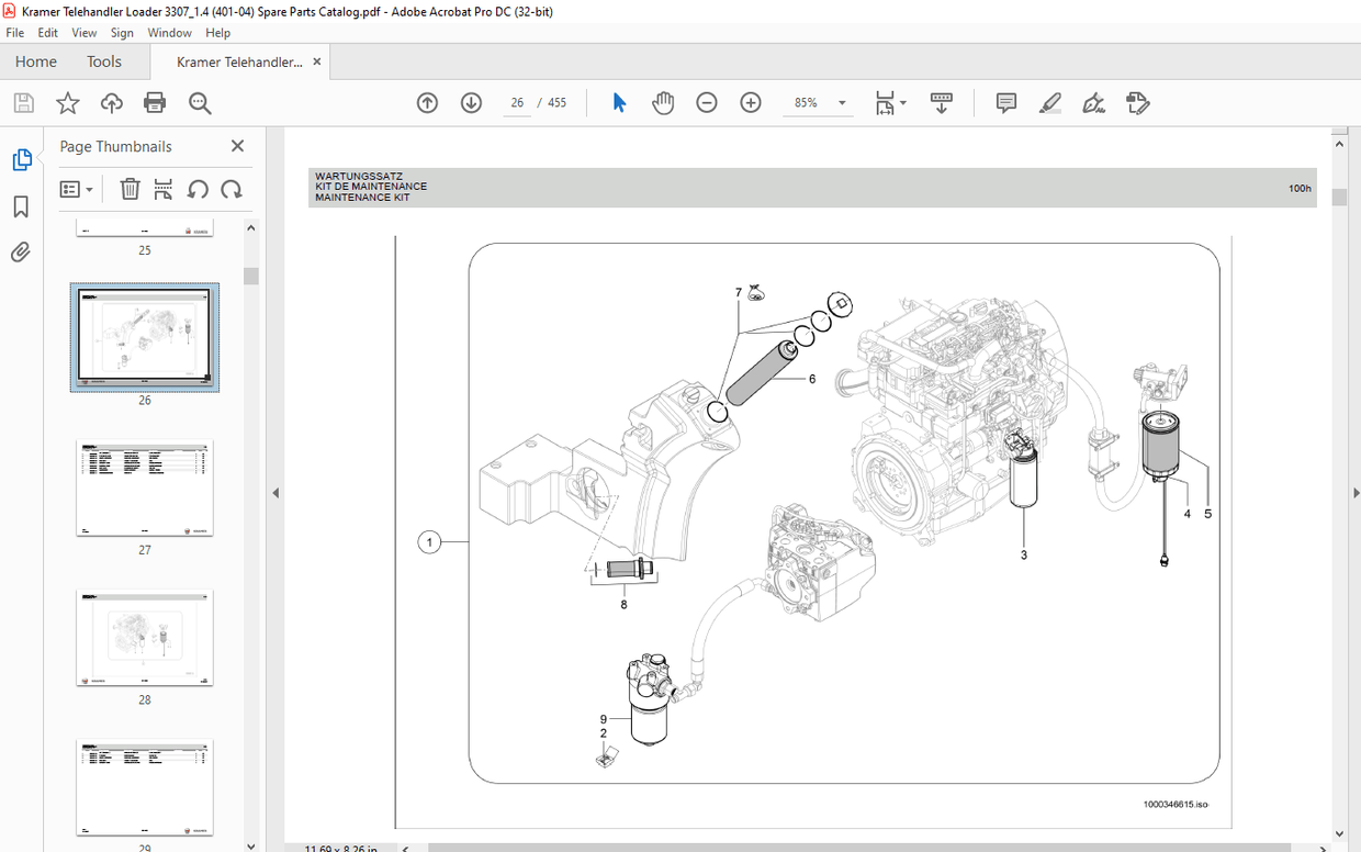 KRAMER Telehandler 3007 Spare Parts List Manual SN415040001 – PDF DOWNLOAD