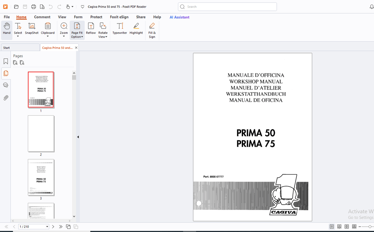 Cagiva Prima 50 Prima 75 Workshop Manual - PDF DOWNLOAD