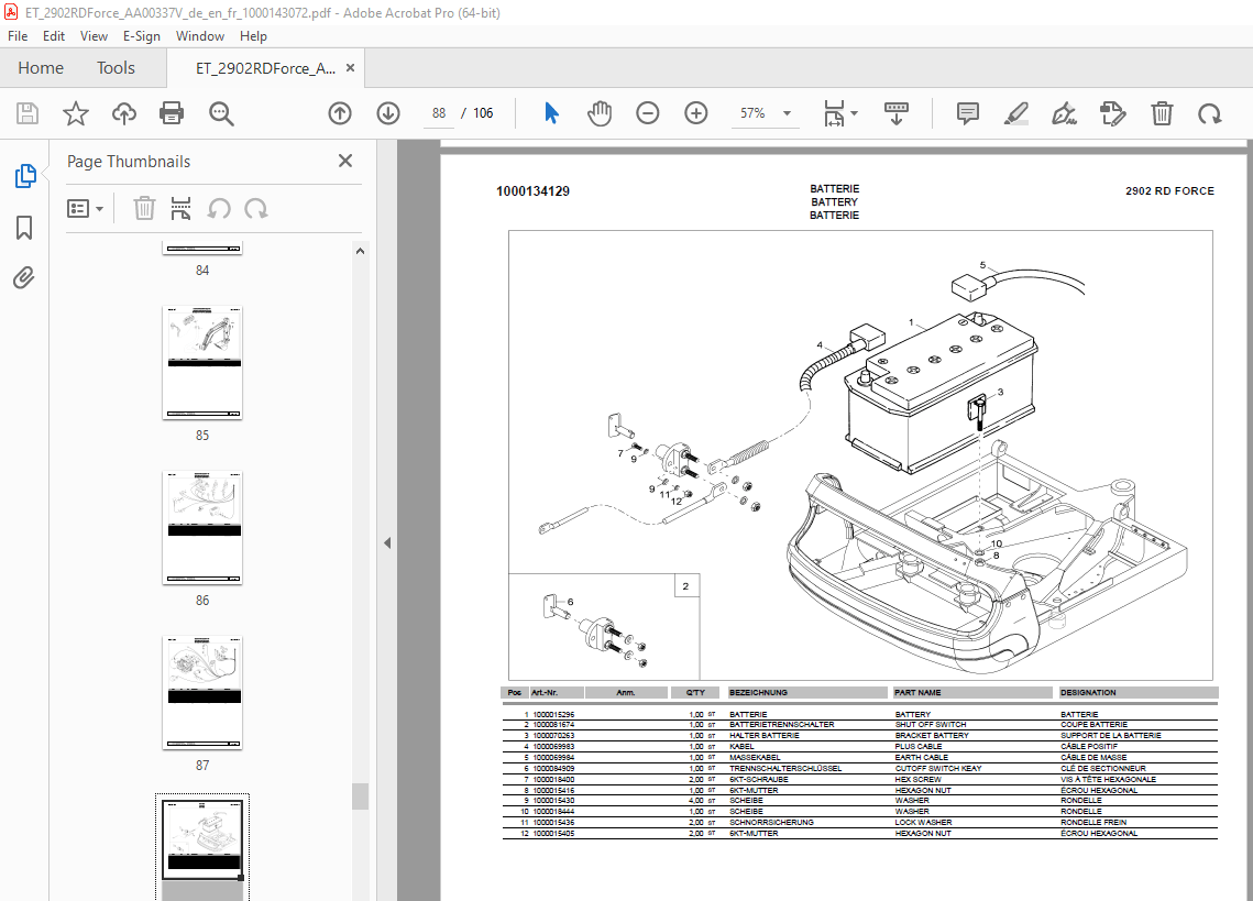 Wacker Neuson 2902 RD Force Crawler Excavator Parts Manual 1000143072 ...