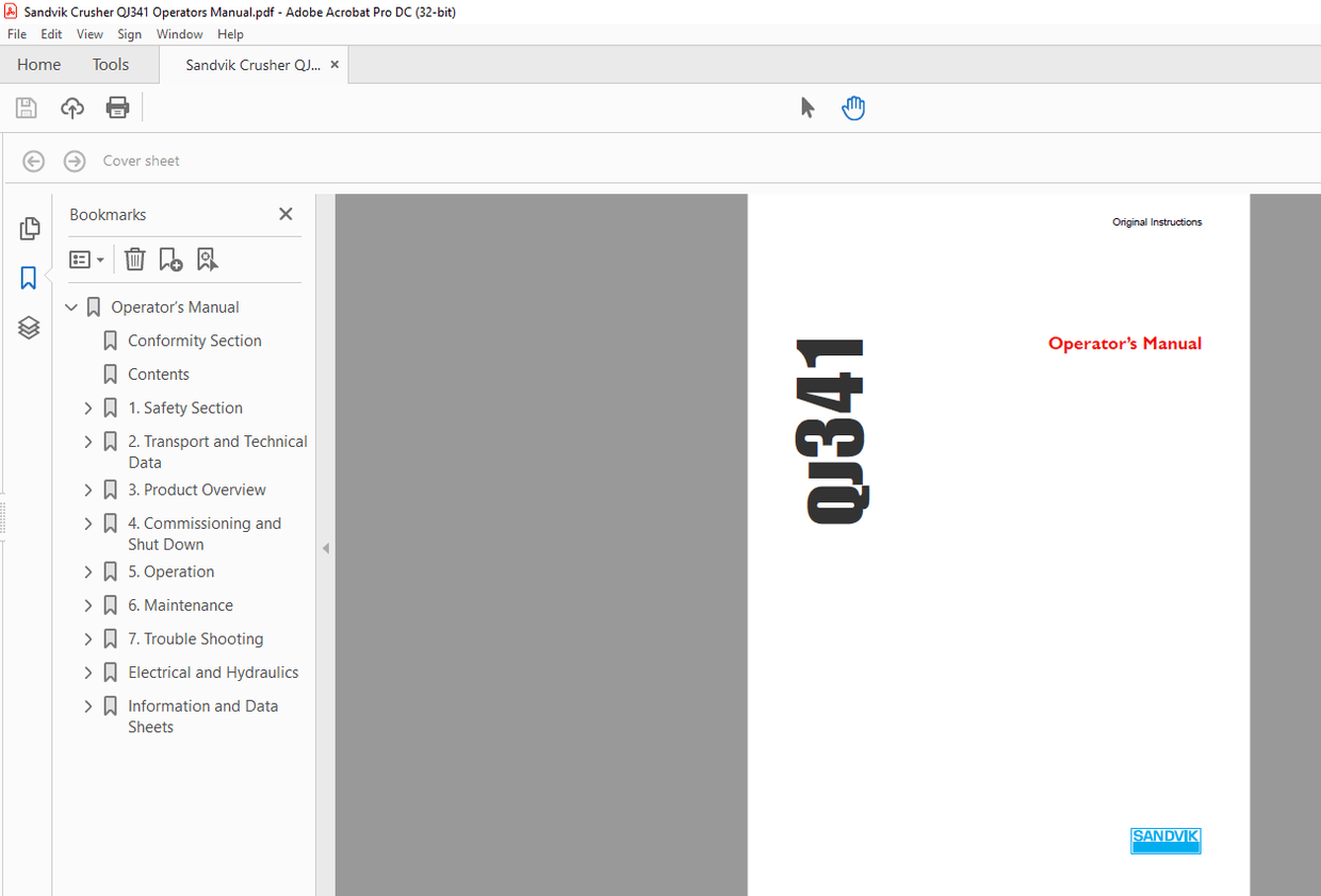 Sandvik Mining QJ341 Operators Manual – PDF DOWNLOAD