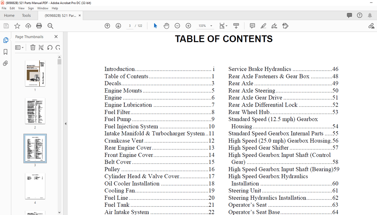 Gehl 521 Wheel Loader Parts Manual 909882 – PDF DOWNLOAD