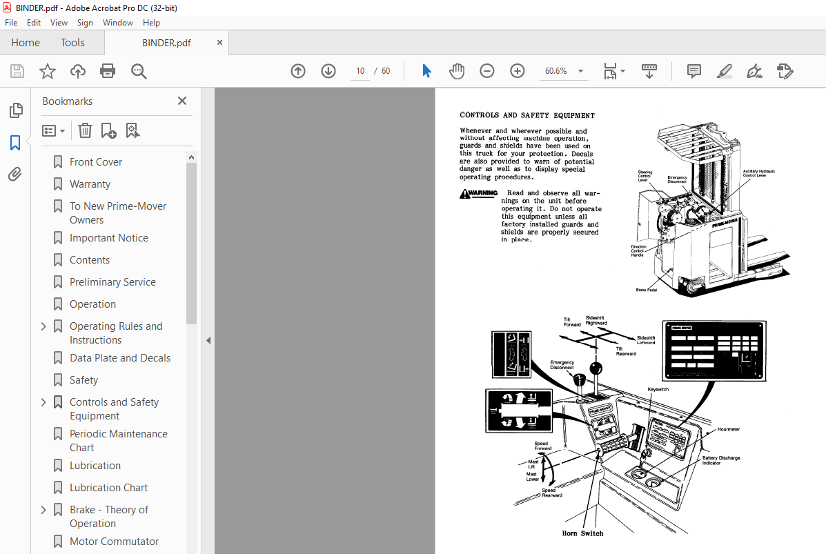 BT Prime-Mover Forklift RR-40B Straddle Truck Operator’s Manual – PDF DOWNLOAD