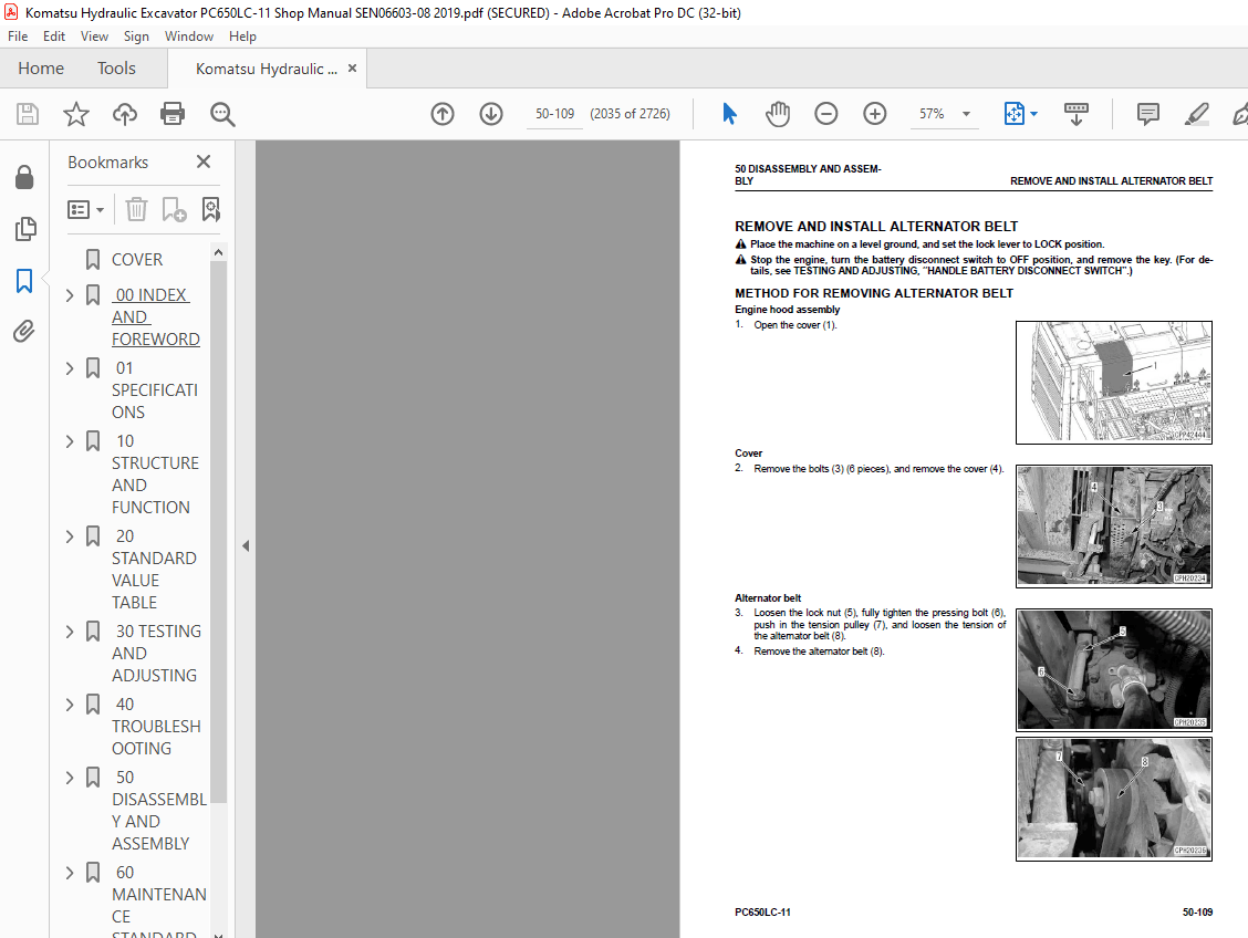 Komatsu PC650LC-11 Hydraulic Excavator Shop Manual SEN06603-08 – PDF ...
