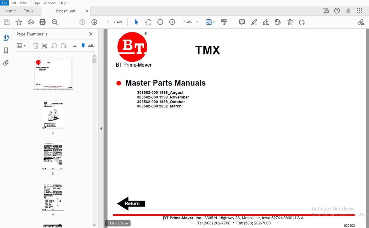 BT Prime Mover TMX Master Parts Manuals – PDF DOWNLOAD