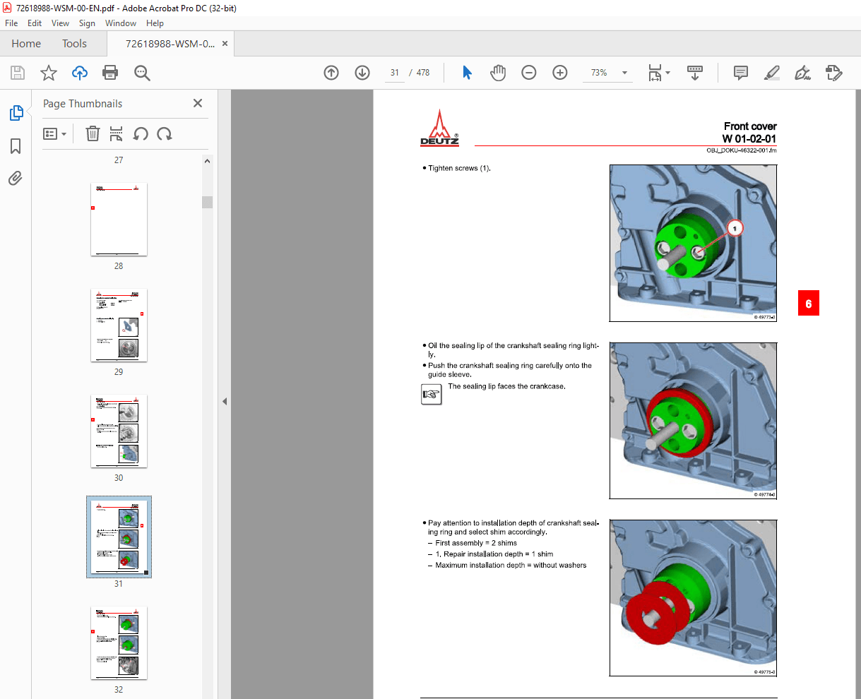 Deutz TTCD 7.8 L6 FENDT 900 Vario 54 DEUTZ Workshop Manual -PDF DOWNLOAD