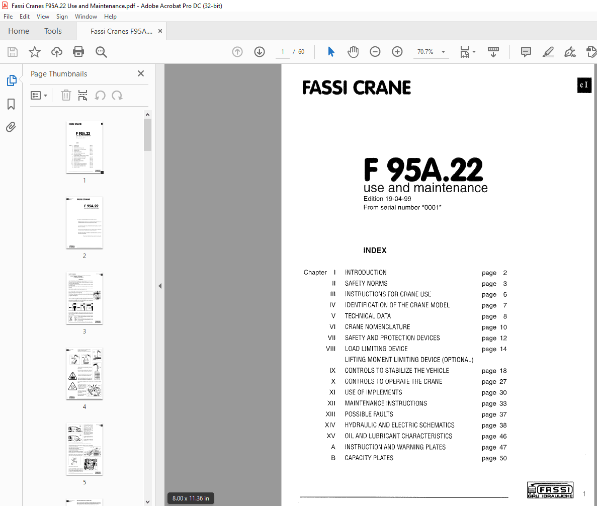 Fassi Crane F95A.22 Use and Maintenance Manual - PDF DOWNLOAD