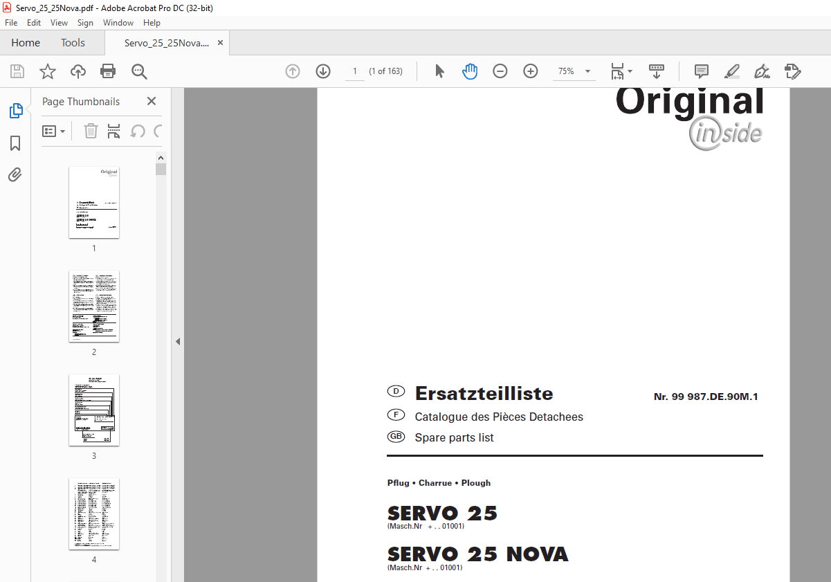 Pottinger Tractor SERVO 25 SERVO 25 NOVA Spare parts list Manual – PDF DOWNLOAD