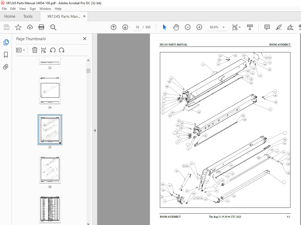 Xtreme Telehandler XR1245 Forklift Parts Manual – PDF DOWNLOAD