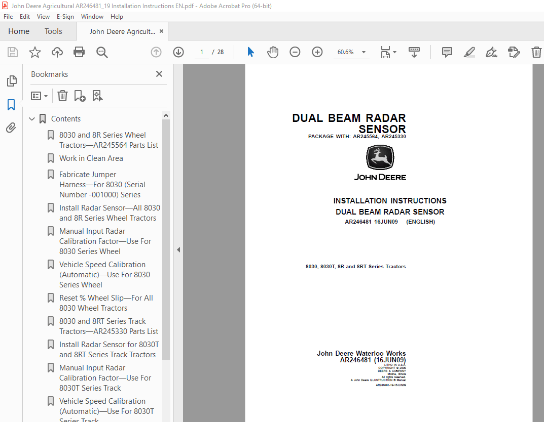 John Deere 78030, 8030T, 8R & 8RT Series Tractors Instruction Manual AR246481 - PDF DOWNLOAD