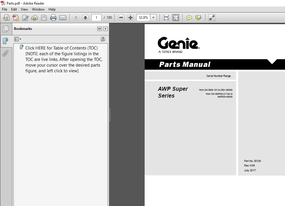 Terex Genie AWP Super Series Part Manual - PDF DOWNLOAD